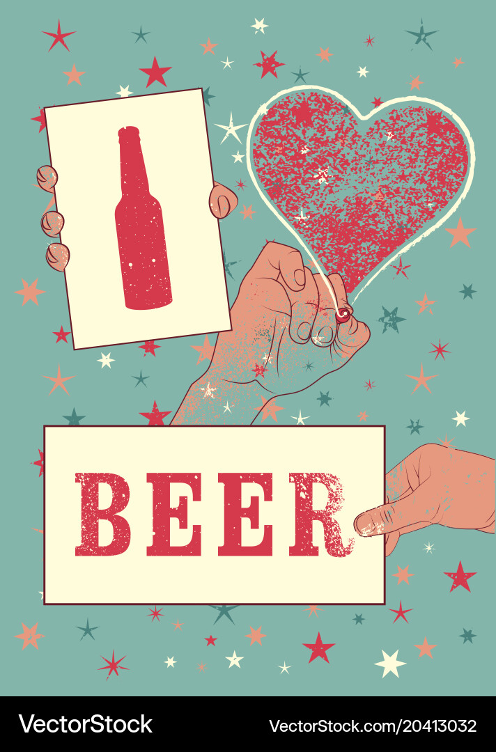 Beer typography stencil spray grunge style poster Vector Image