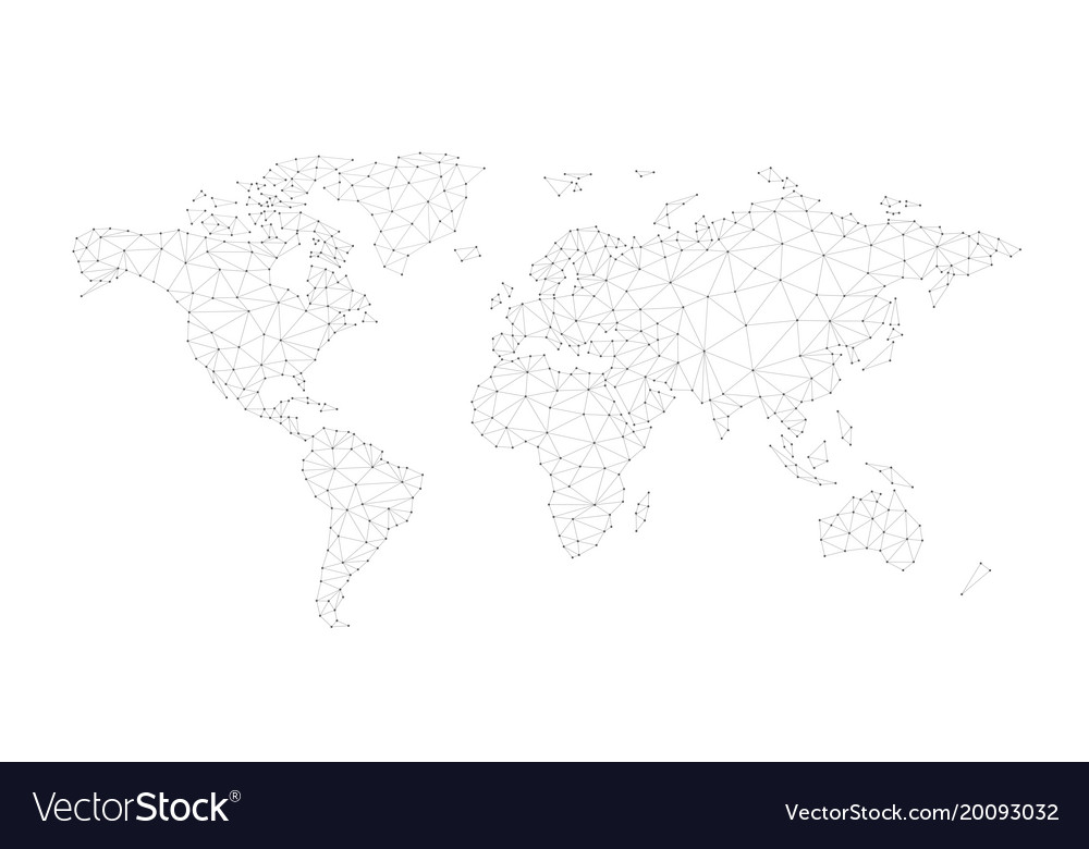 Blockchain polygon network world map isolated Vector Image