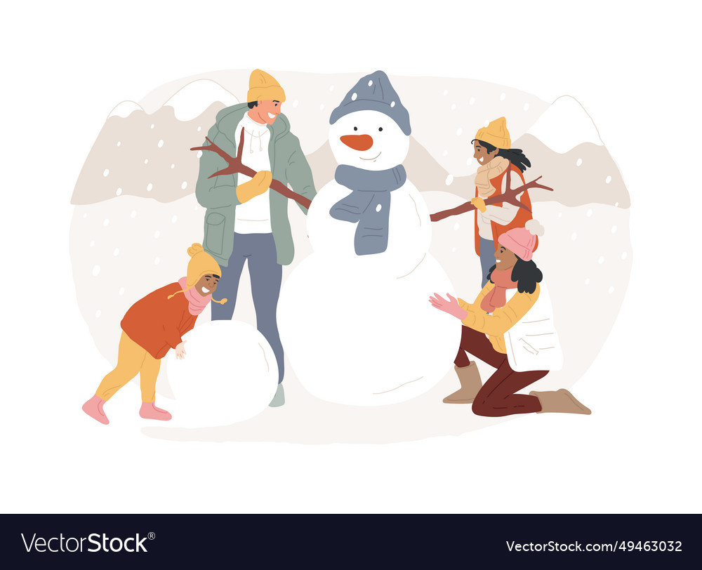 Building a snowman isolated concept Royalty Free Vector