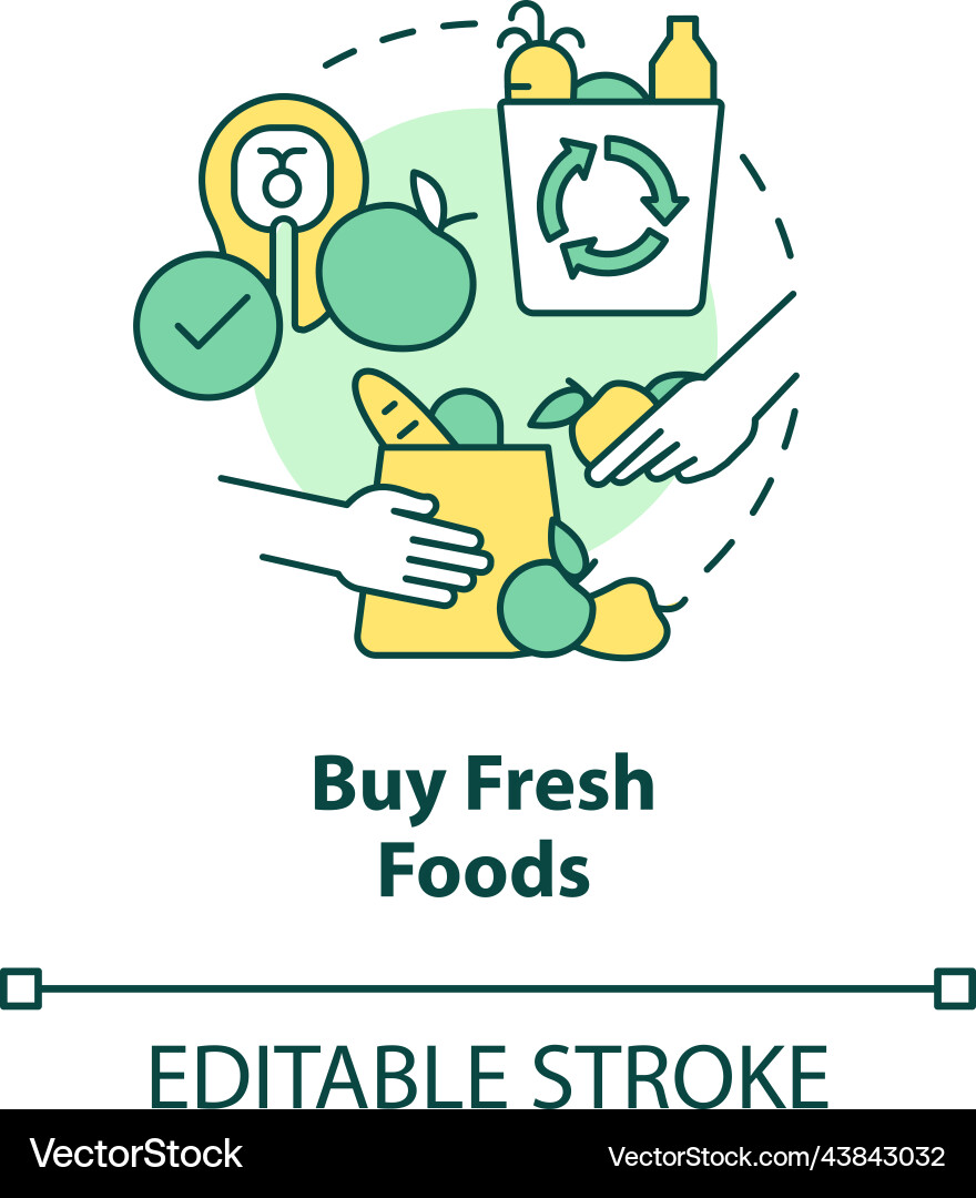Buy fresh foods concept icon Royalty Free Vector Image