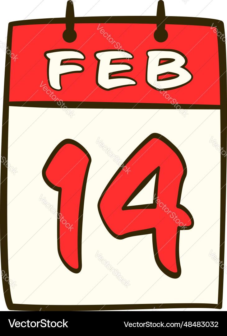 Calendar with date 14 february flat icon Vector Image