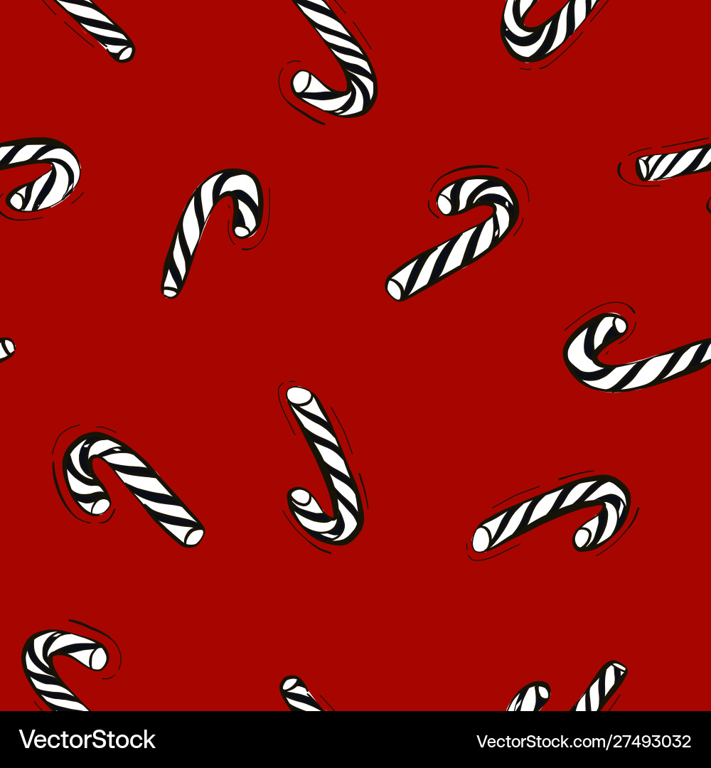 Christmas hand drawn cards with candy canes Vector Image