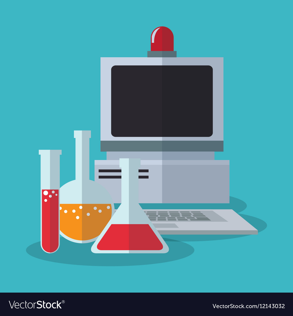 Colorful computer and laboratory design Royalty Free Vector
