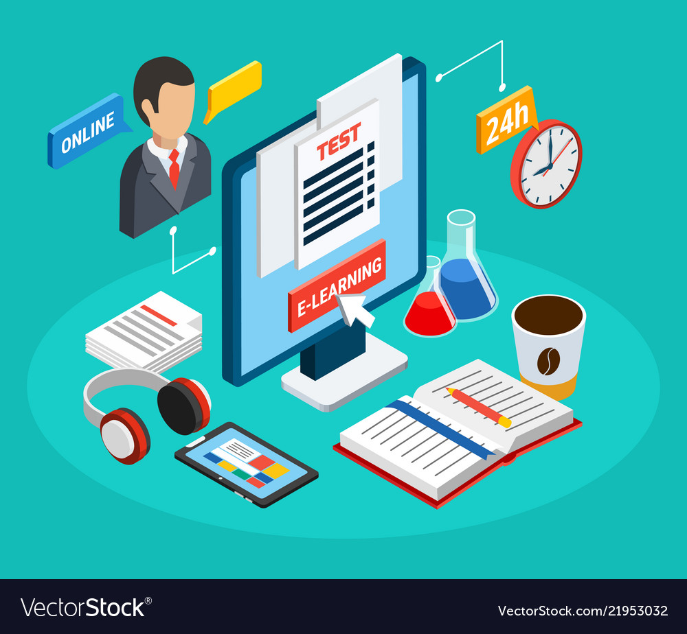Education isometric concept Royalty Free Vector Image
