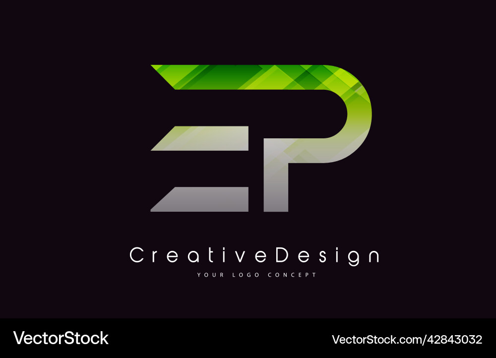 Ep letter logo design green texture creative icon Vector Image