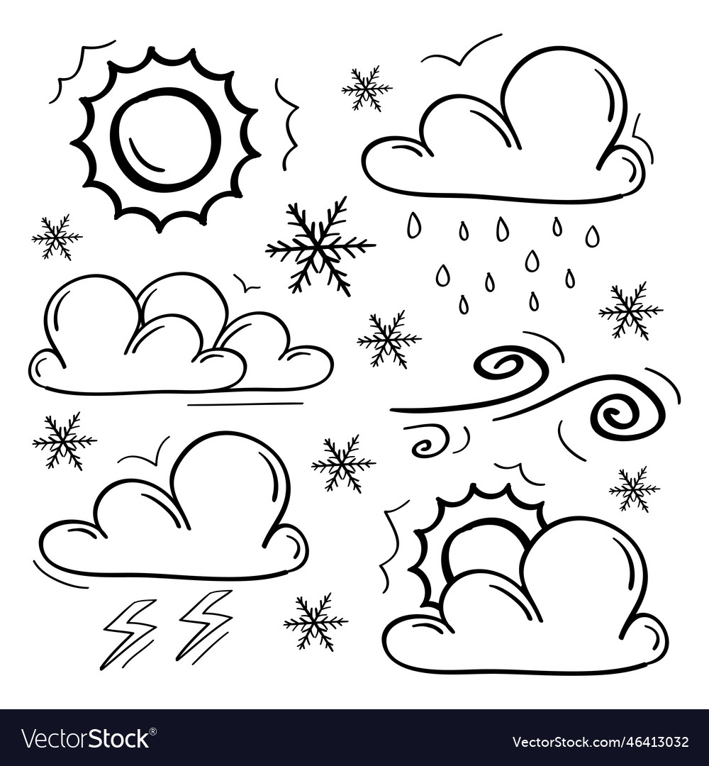 Hand drawn weather icons Royalty Free Vector Image