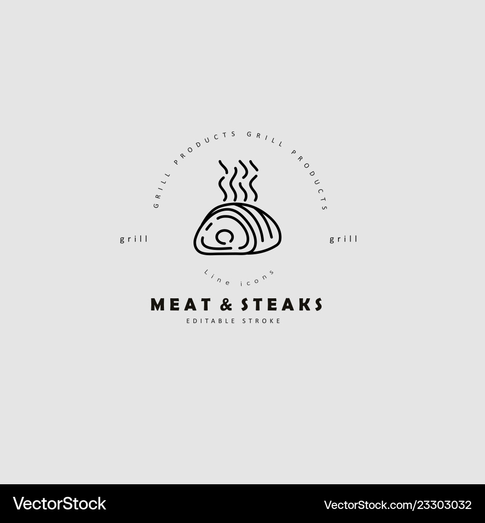 Icon and logo for meat grill cafe Royalty Free Vector Image