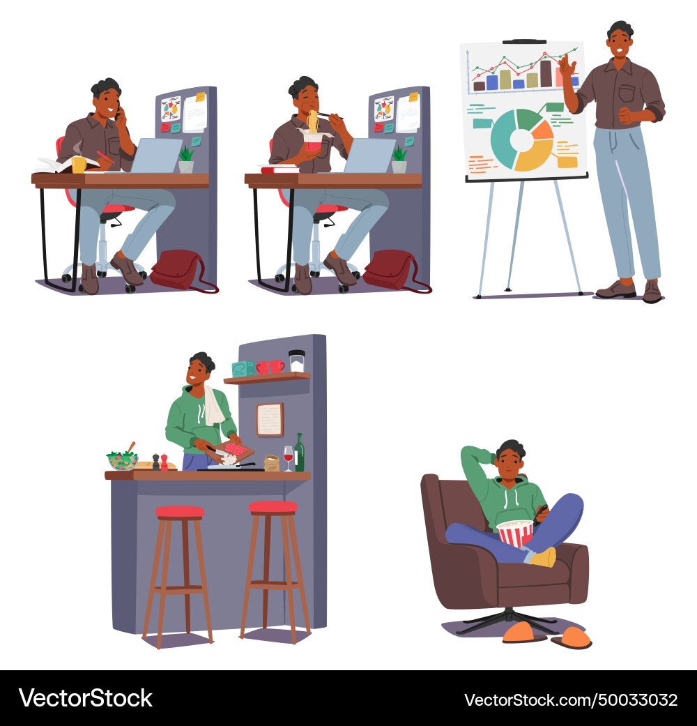 Male character daily routine and rituals young Vector Image