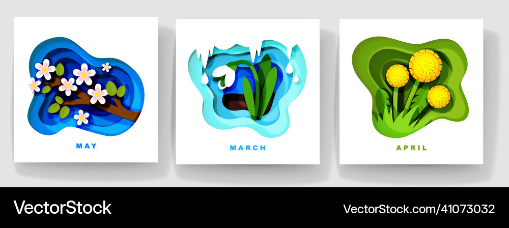 March april and may spring month floral Royalty Free Vector