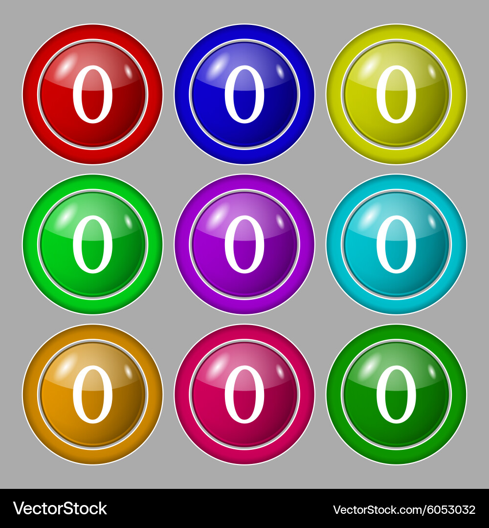 Number zero icon sign symbol on nine round Vector Image
