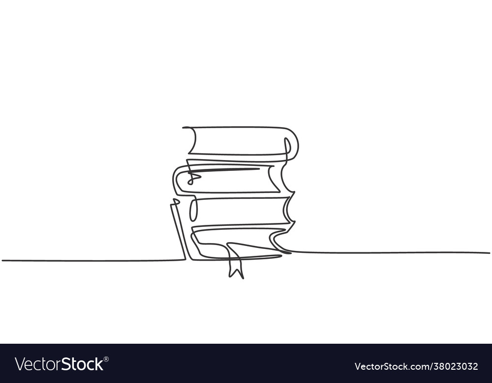 Single one line drawing stack note books Vector Image
