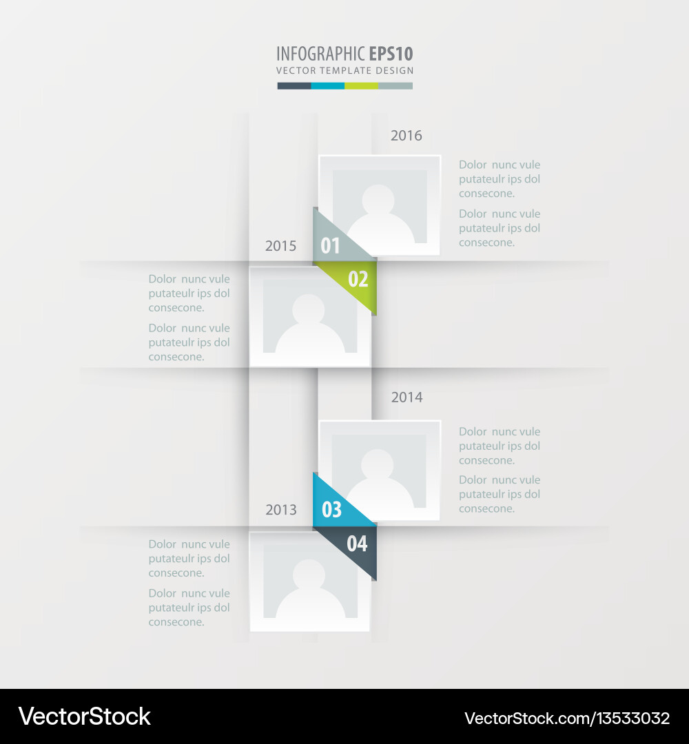 Timeline design green blue gray color Royalty Free Vector