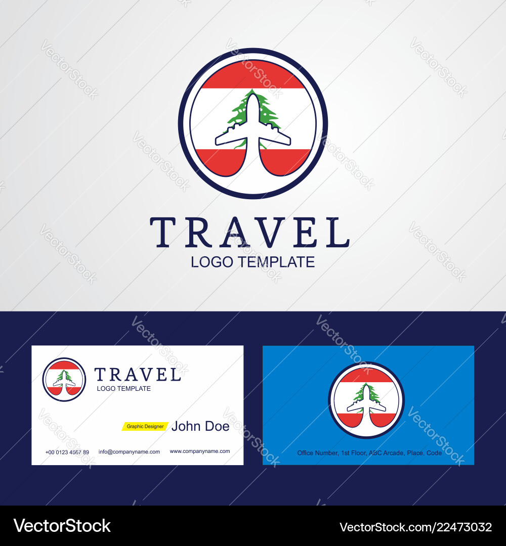 Travel lebanon creative circle flag logo Vector Image