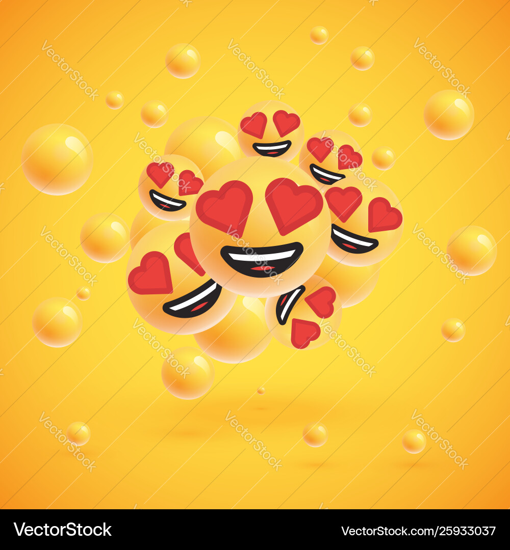 A high detailed group emoticons on yellow Vector Image