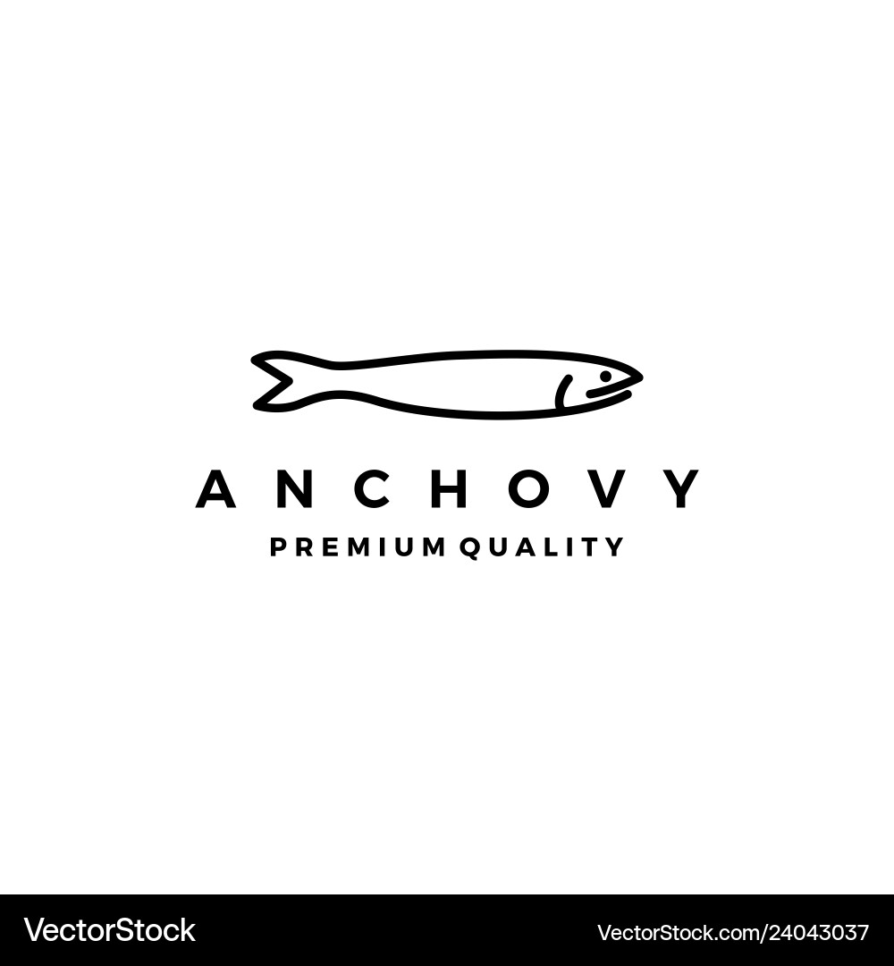 Anchovy fish logo icon seafood Royalty Free Vector Image