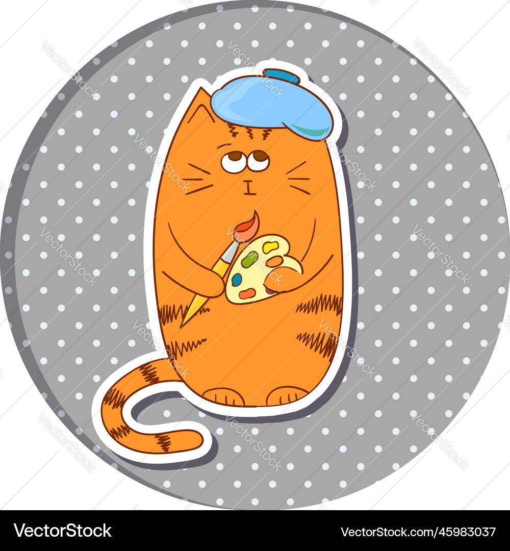 Cartoon artist cat Royalty Free Vector Image - VectorStock