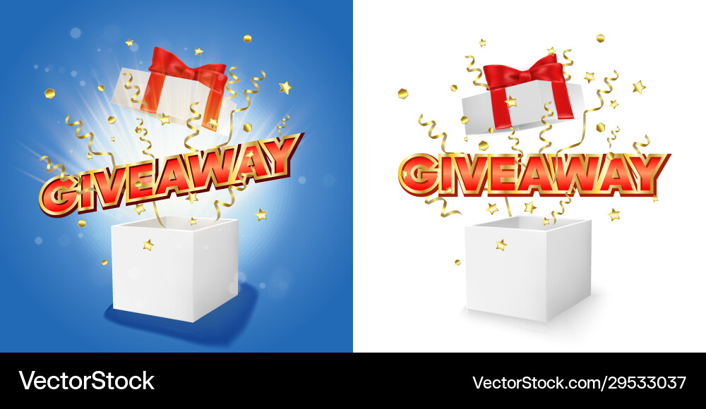 Giveaway gift box concept for banner Royalty Free Vector