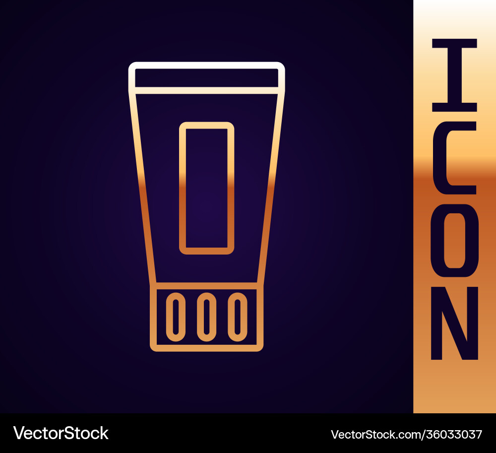 Gold line tube toothpaste icon isolated Royalty Free Vector