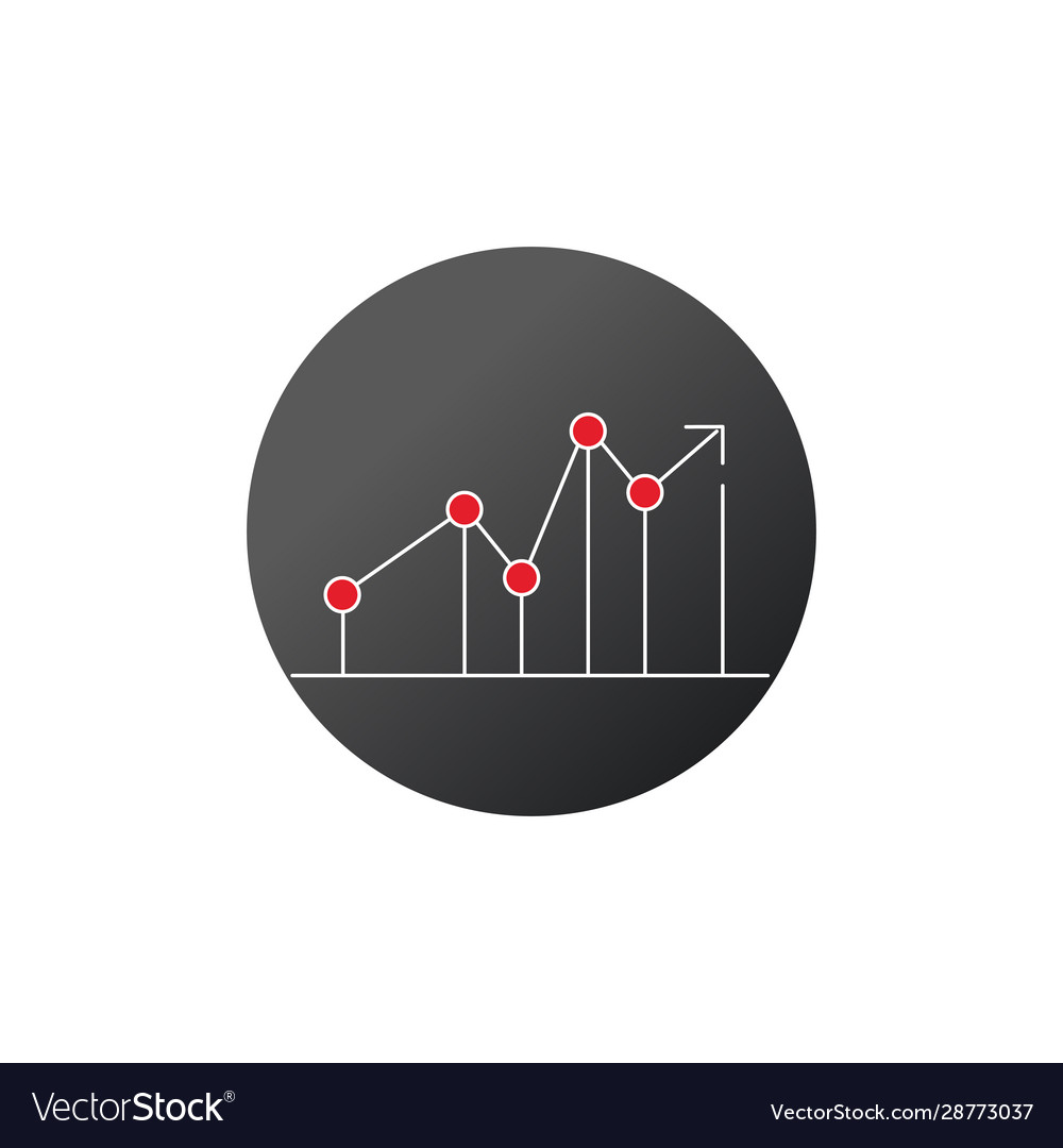 Growing graph button showing improving statistics Vector Image