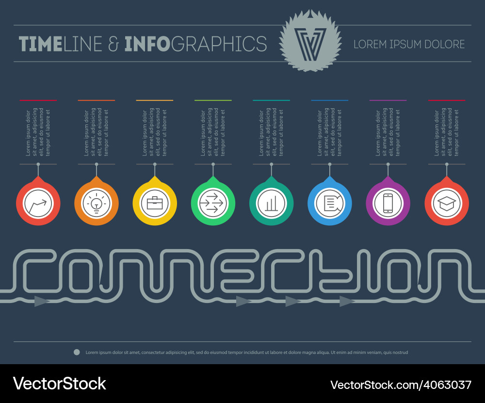 Infographic timeline about connection with 8 parts