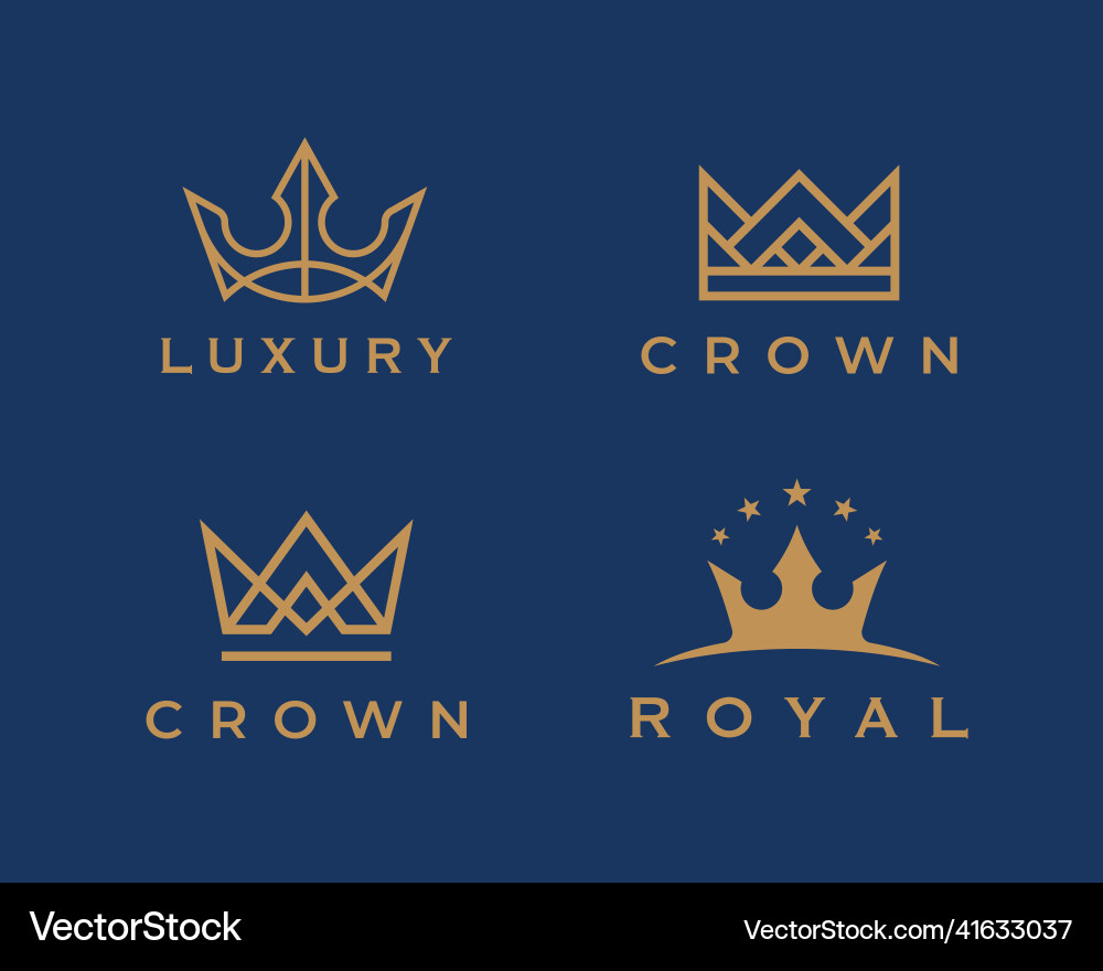 Luxury crown brand icon set 4 Royalty Free Vector Image