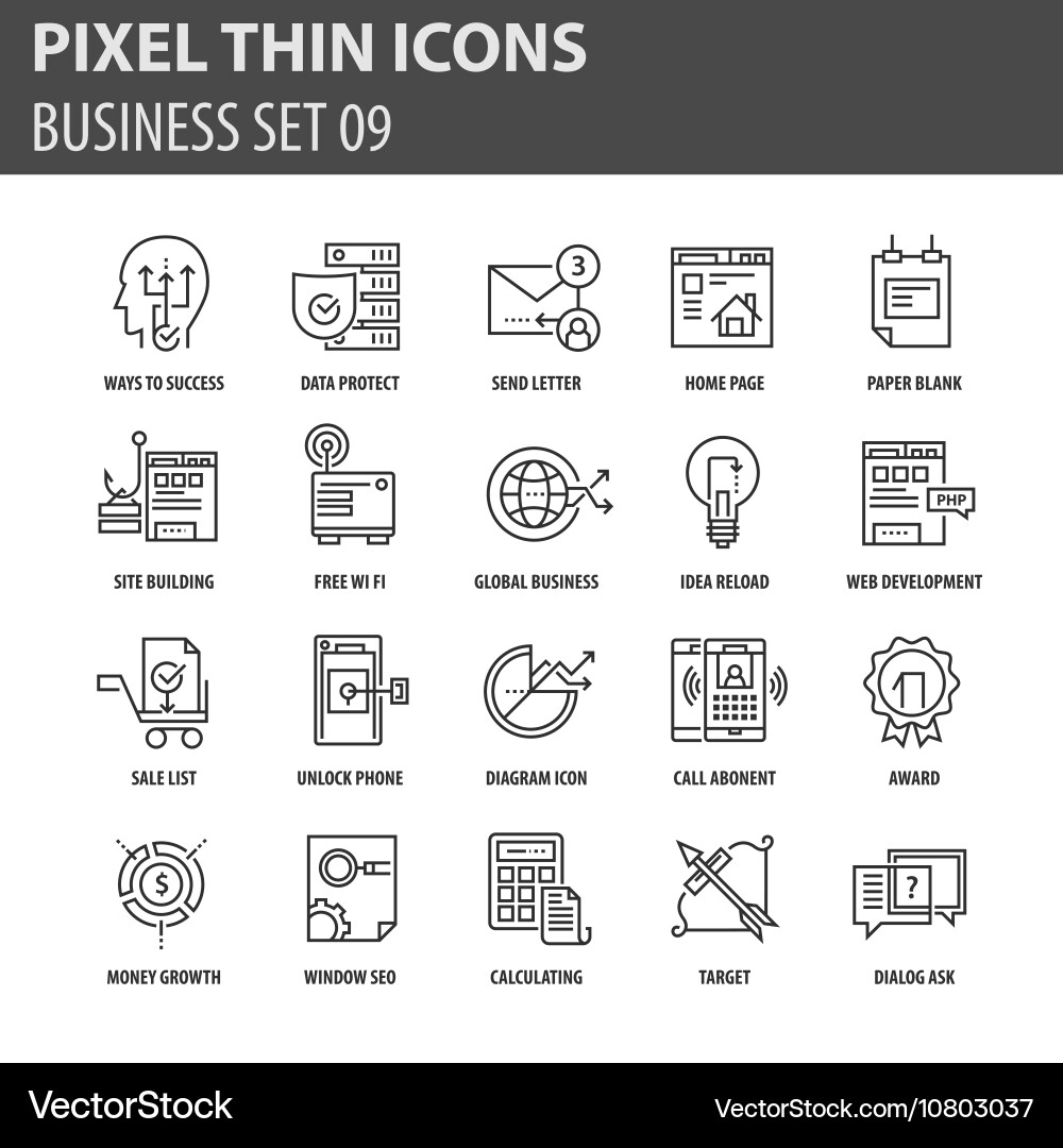 Modern thin line icons set for business Royalty Free Vector
