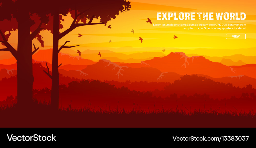 Mountains and forest wild nature landscape Vector Image