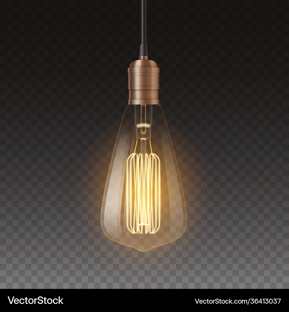 Realistic light bulbs vintage lamp hanging Vector Image