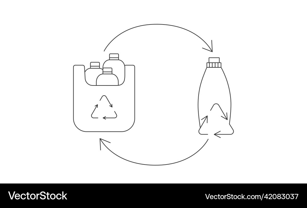 Recycle cleaning bottle and garbage recycling icon