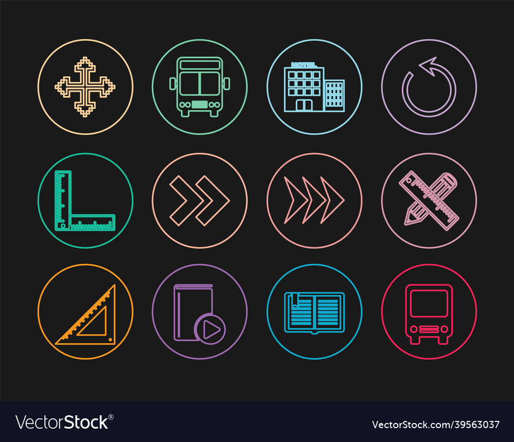Set line bus crossed ruler and pencil hotel Vector Image Set line bus crossed ruler and pencil hotel Vector Image