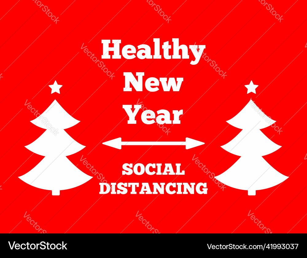 Social distancing poster new years theme Vector Image