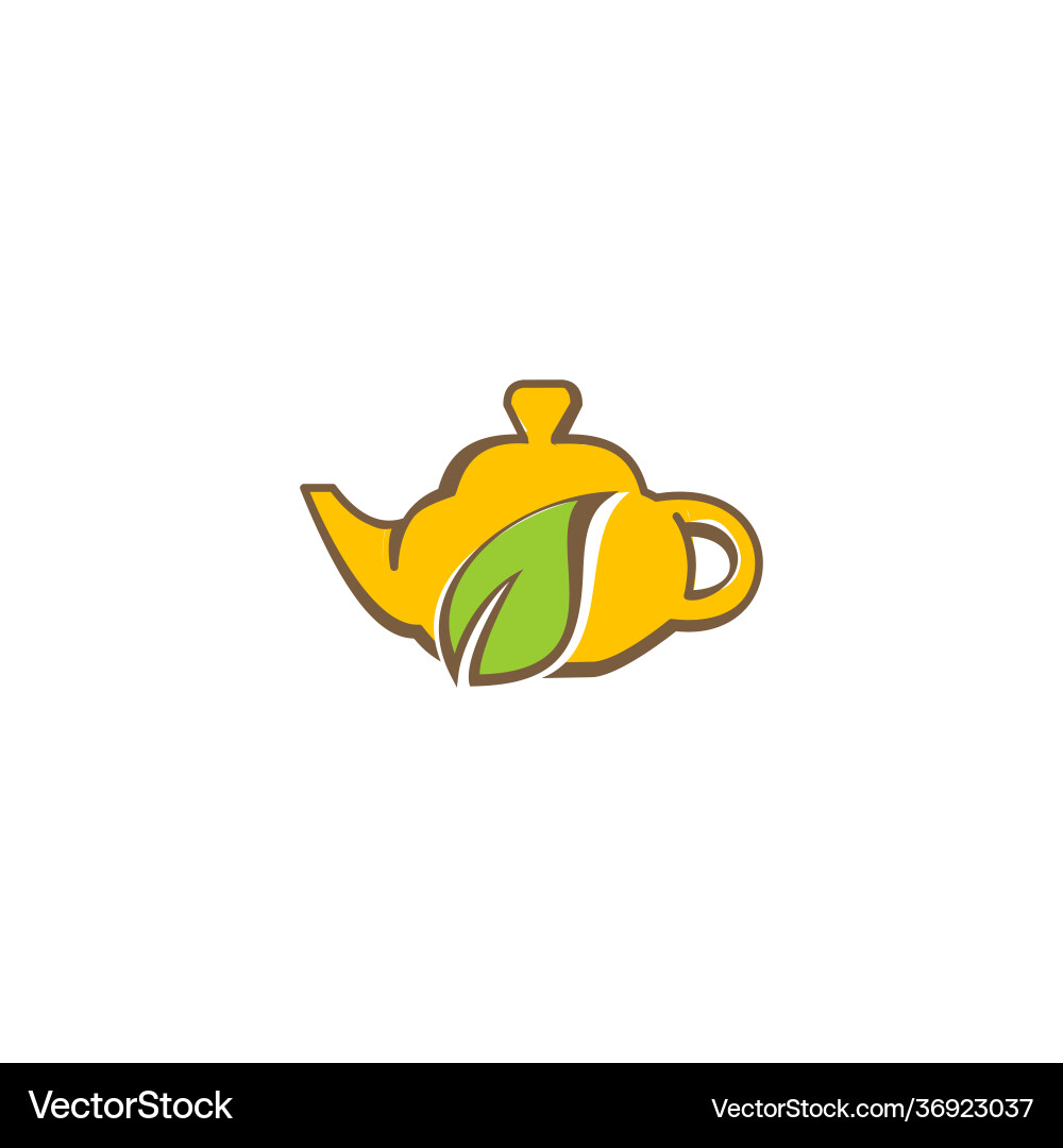 Teapot with green tea Royalty Free Vector Image