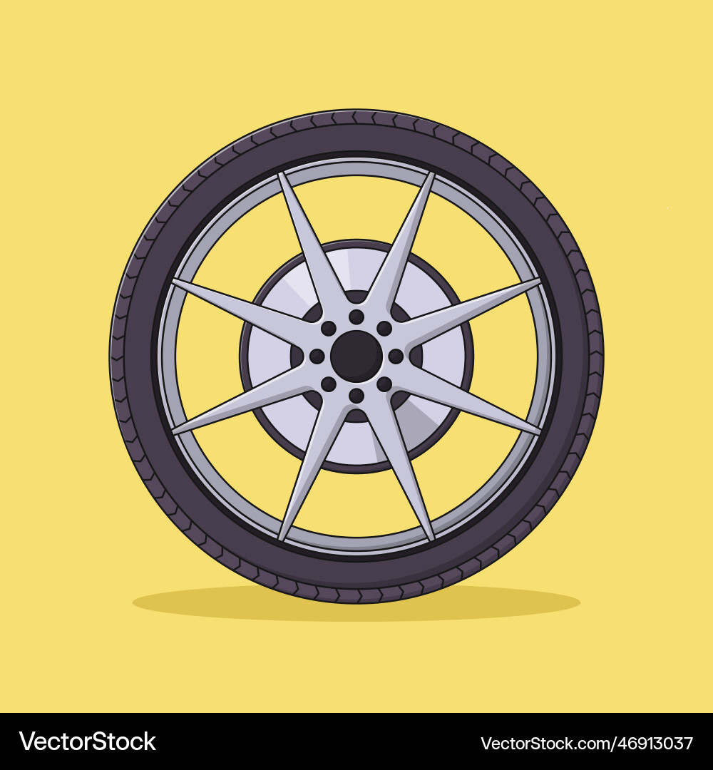 Wheel icon with outline for design element clip Vector Image
