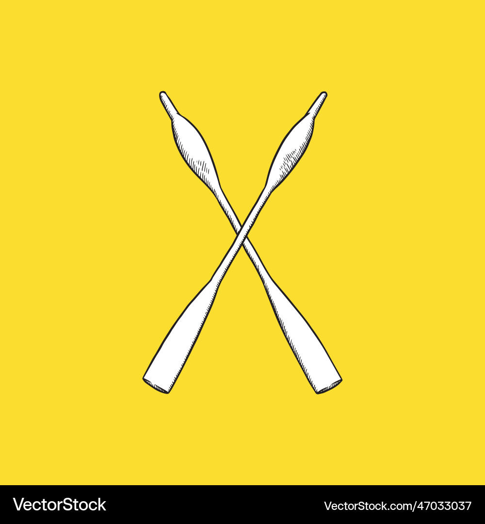 Woodcut of an oar drawing Royalty Free Vector Image