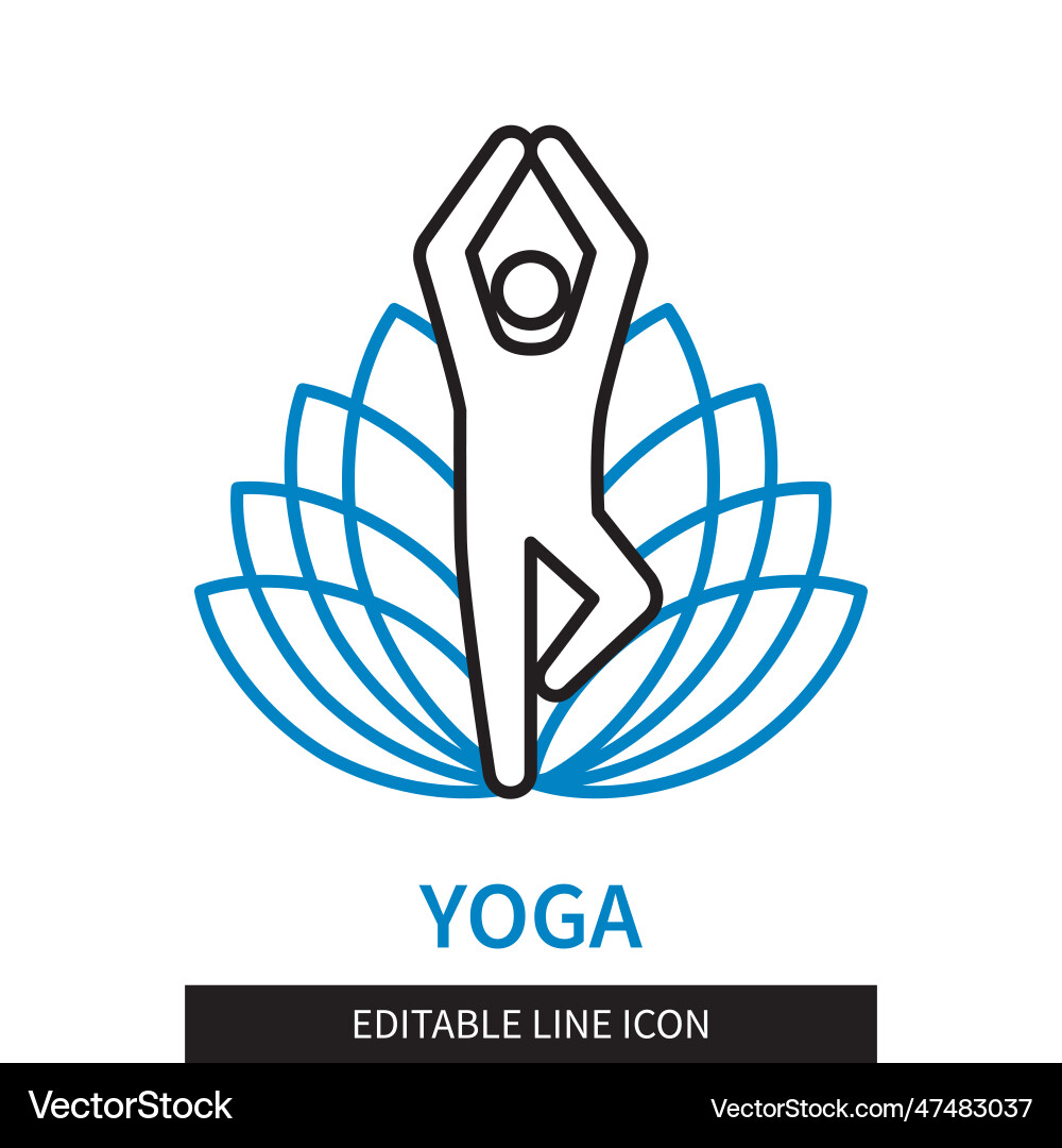 Yoga editable line icon Royalty Free Vector Image