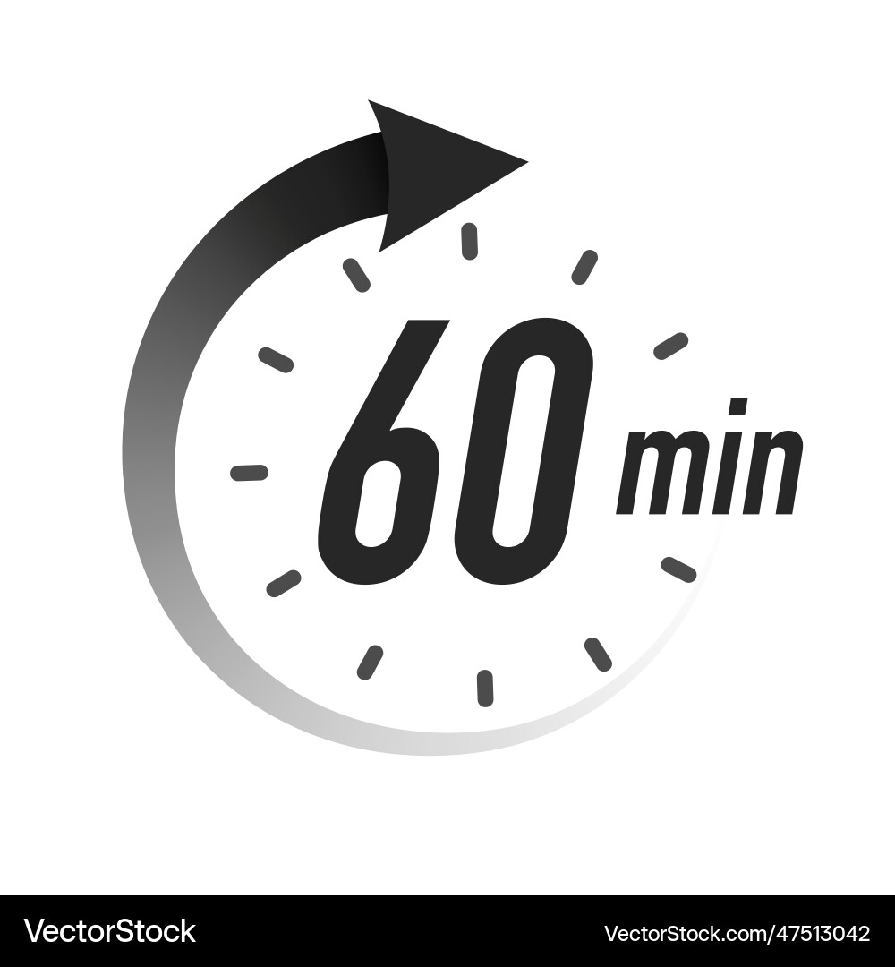 60 timer minutes symbol black style with arrow Vector Image