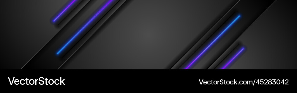 Black tech abstract banner with blue and purple Vector Image