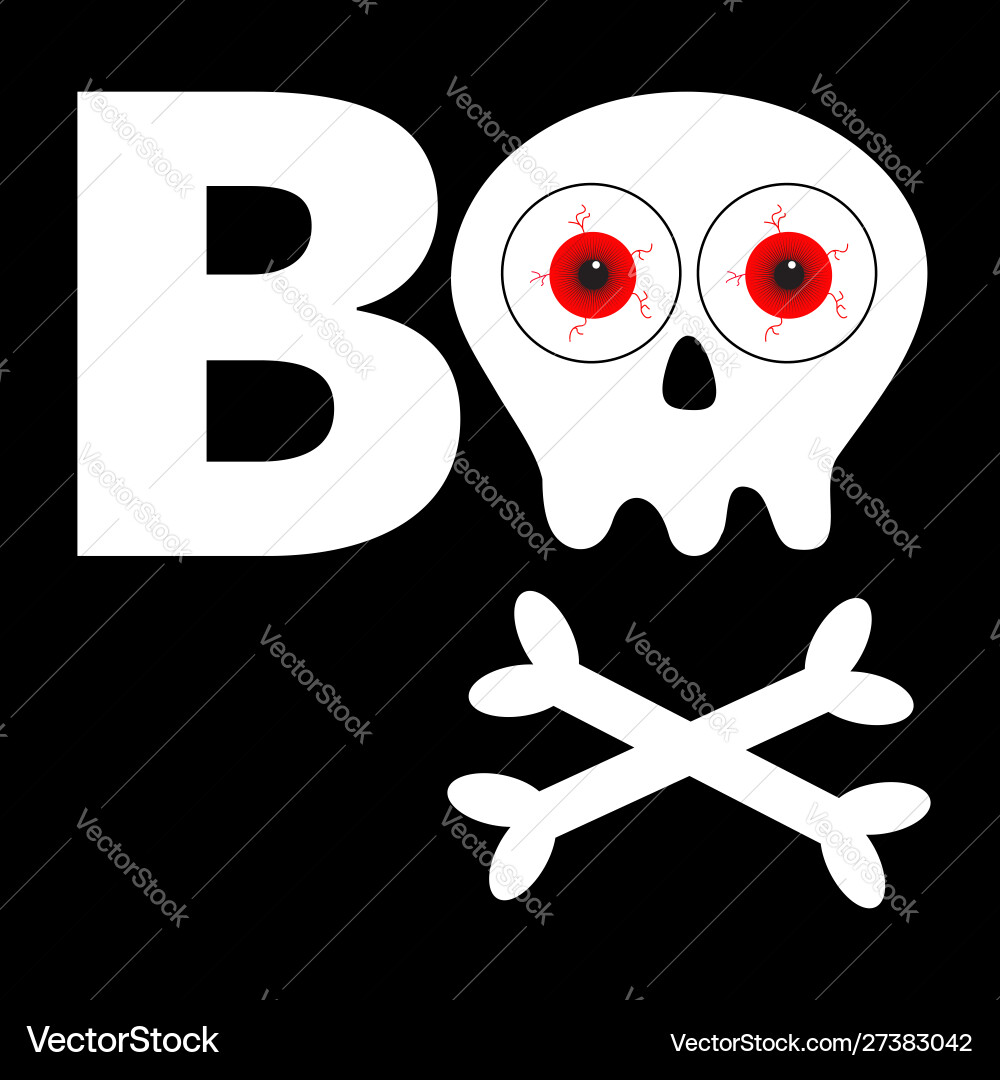 Boo text happy halloween skull with bone Vector Image