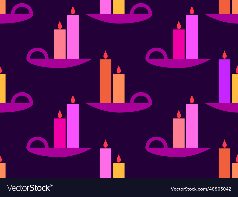 Candles seamless pattern multi-colored burning Vector Image