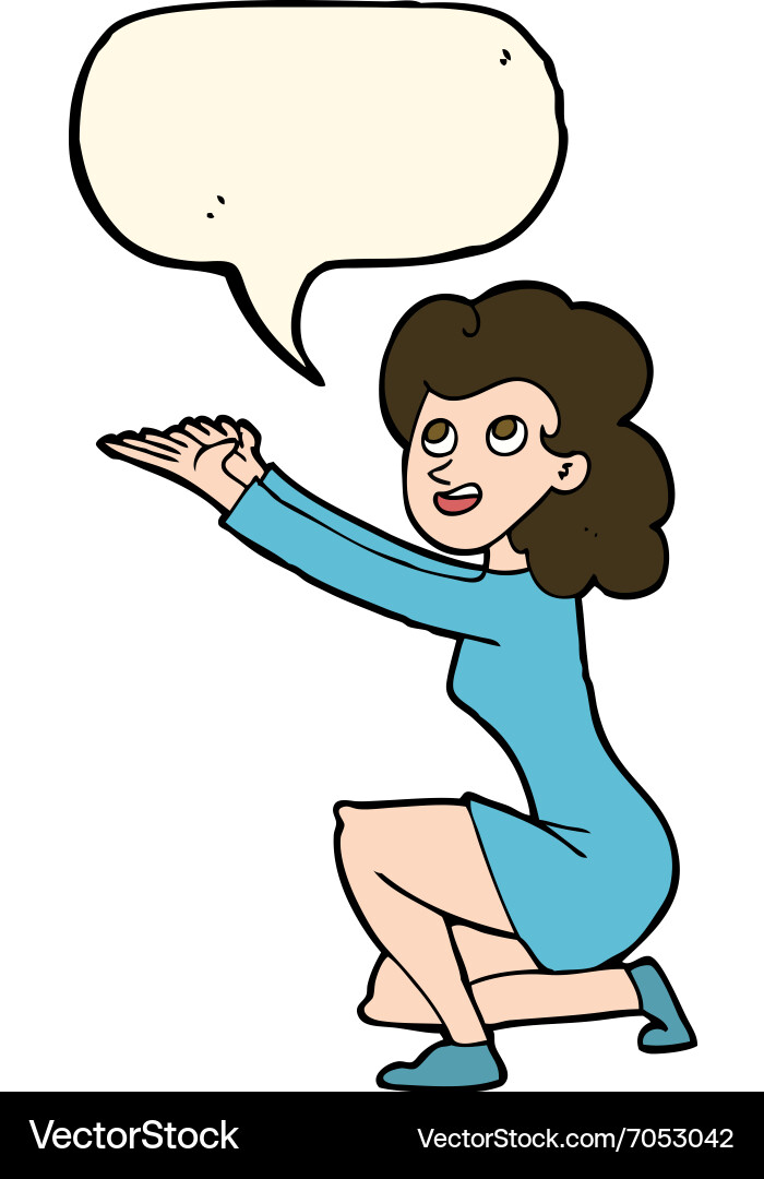 Cartoon woman presentation gesture with speech Vector Image