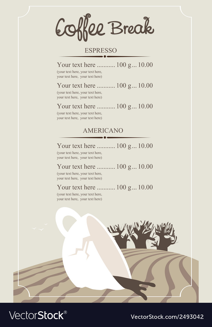 Coffee menu Royalty Free Vector Image - VectorStock