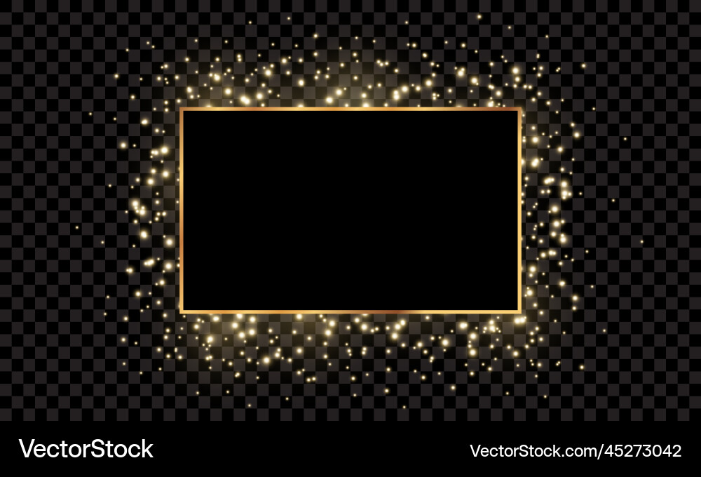 Elegant gold frame glitter confetti isolated Vector Image