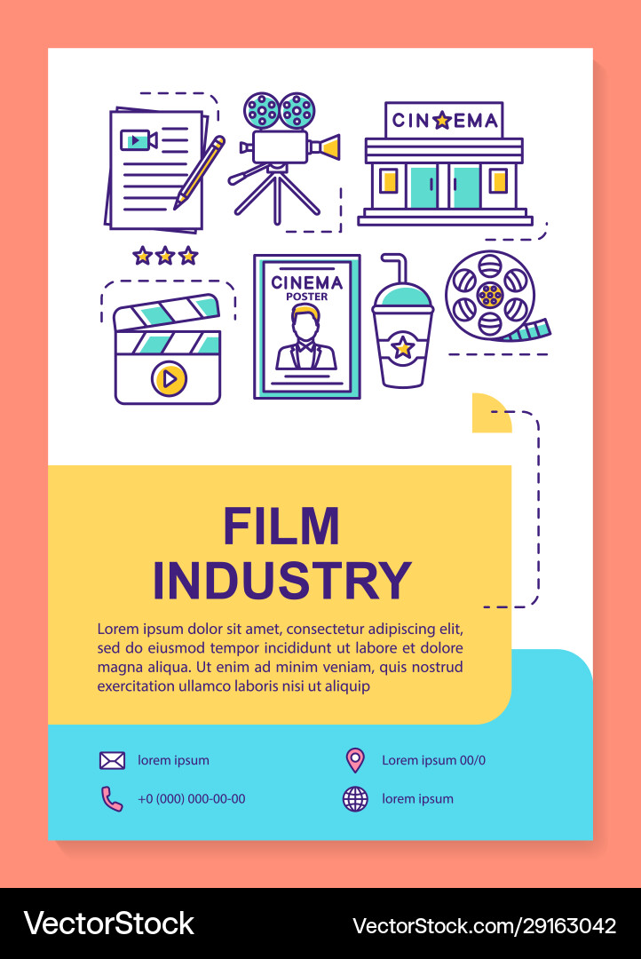 Film industry poster template layout Royalty Free Vector