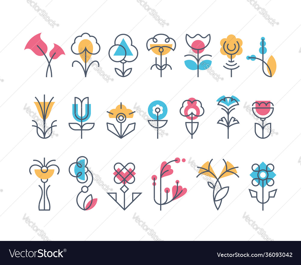 Graphical flower set Royalty Free Vector Image