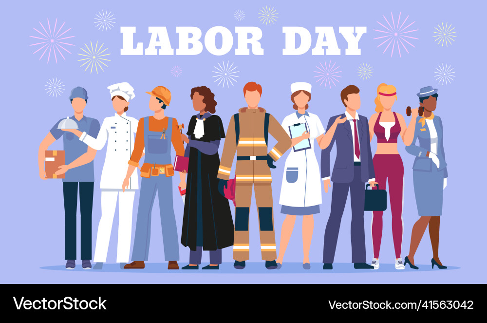 Happy labor day poster with people workers Vector Image