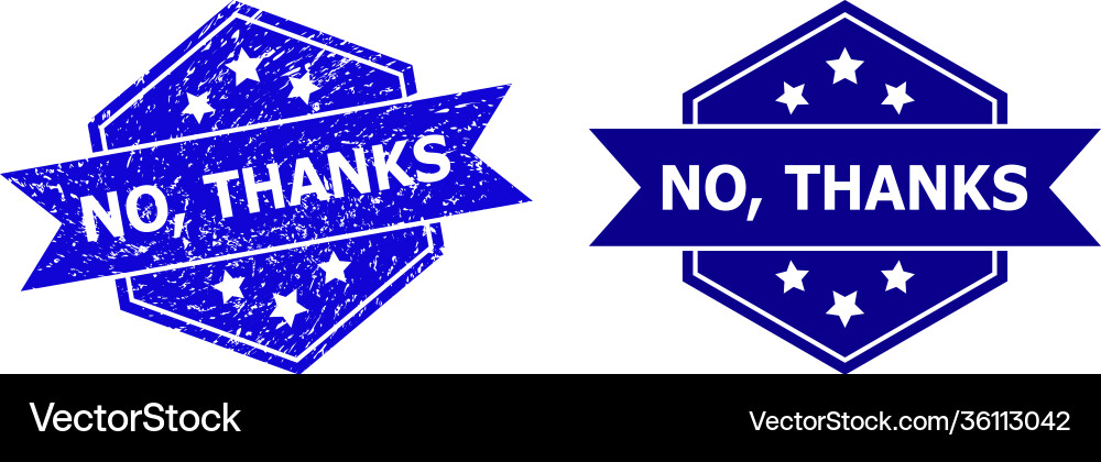 Hexagon no thanks watermark with rubber style Vector Image