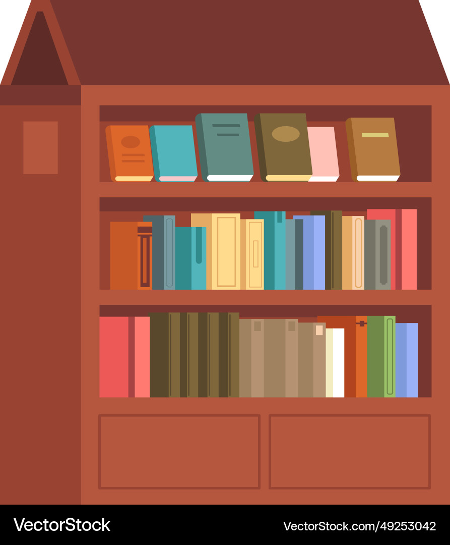Home or school library shelves with books Vector Image