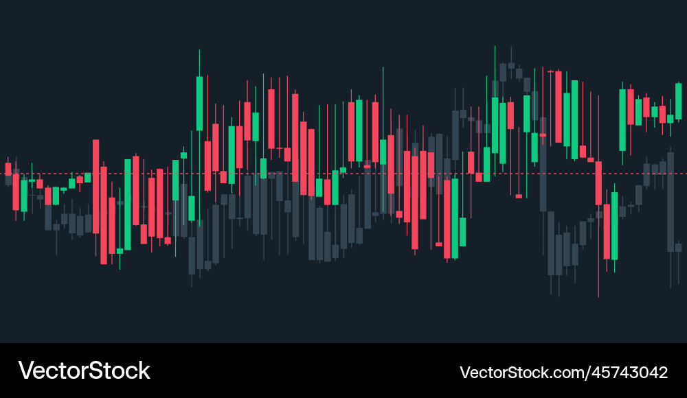 Japanese candlestick graph charts on dark blue Vector Image
