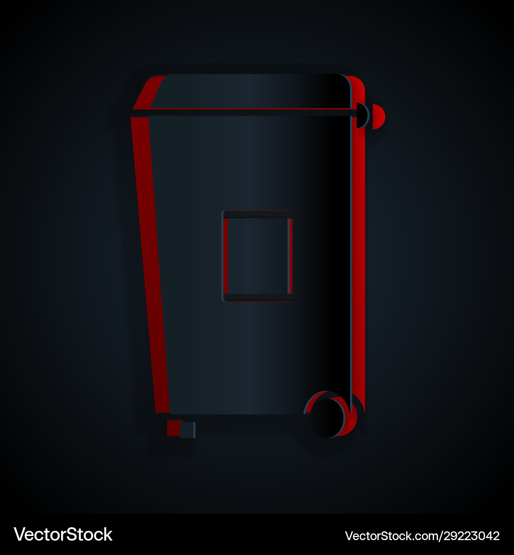 Paper cut trash can icon isolated on black Vector Image