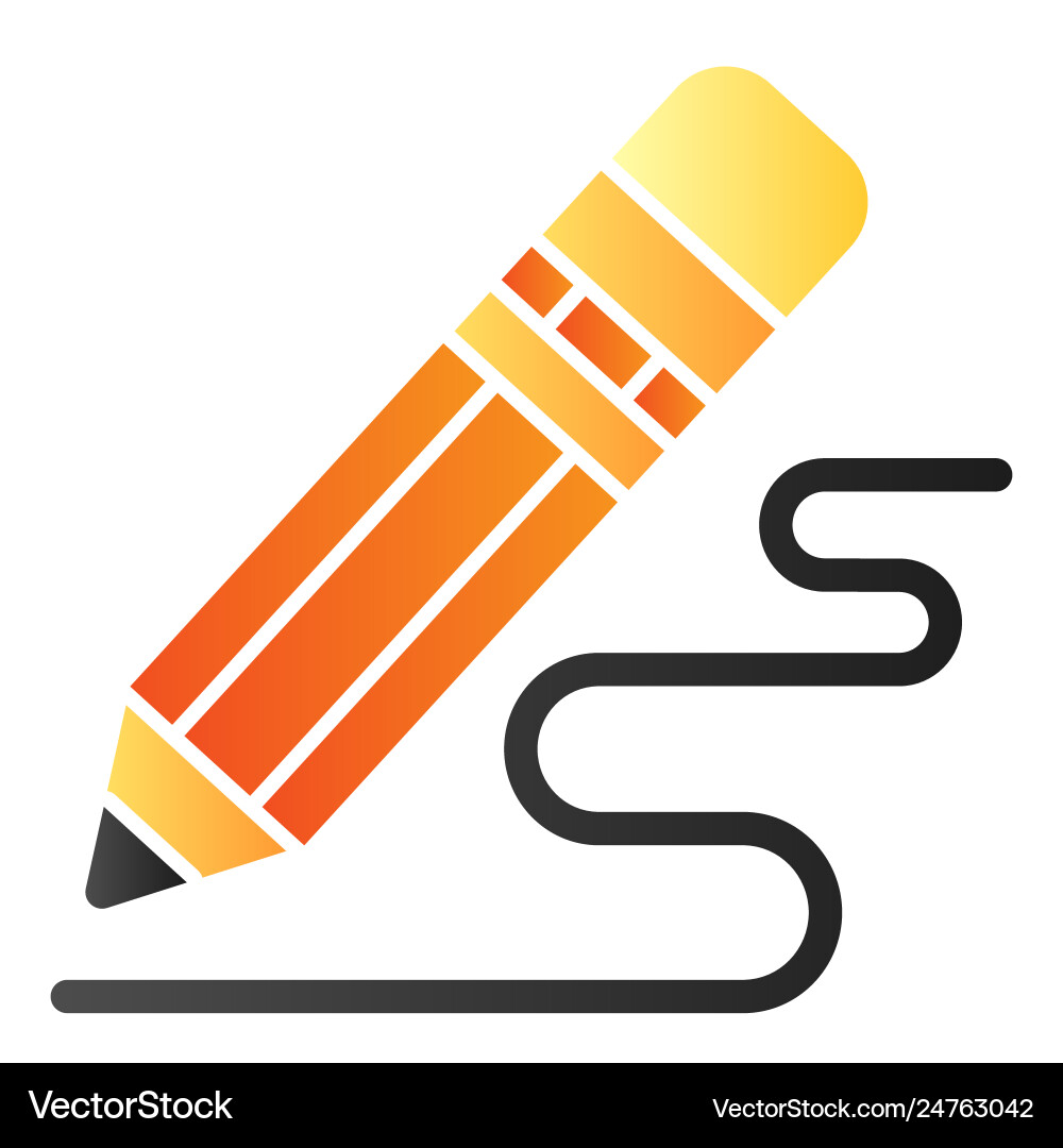 Pencil drawing flat icon and line color Royalty Free Vector